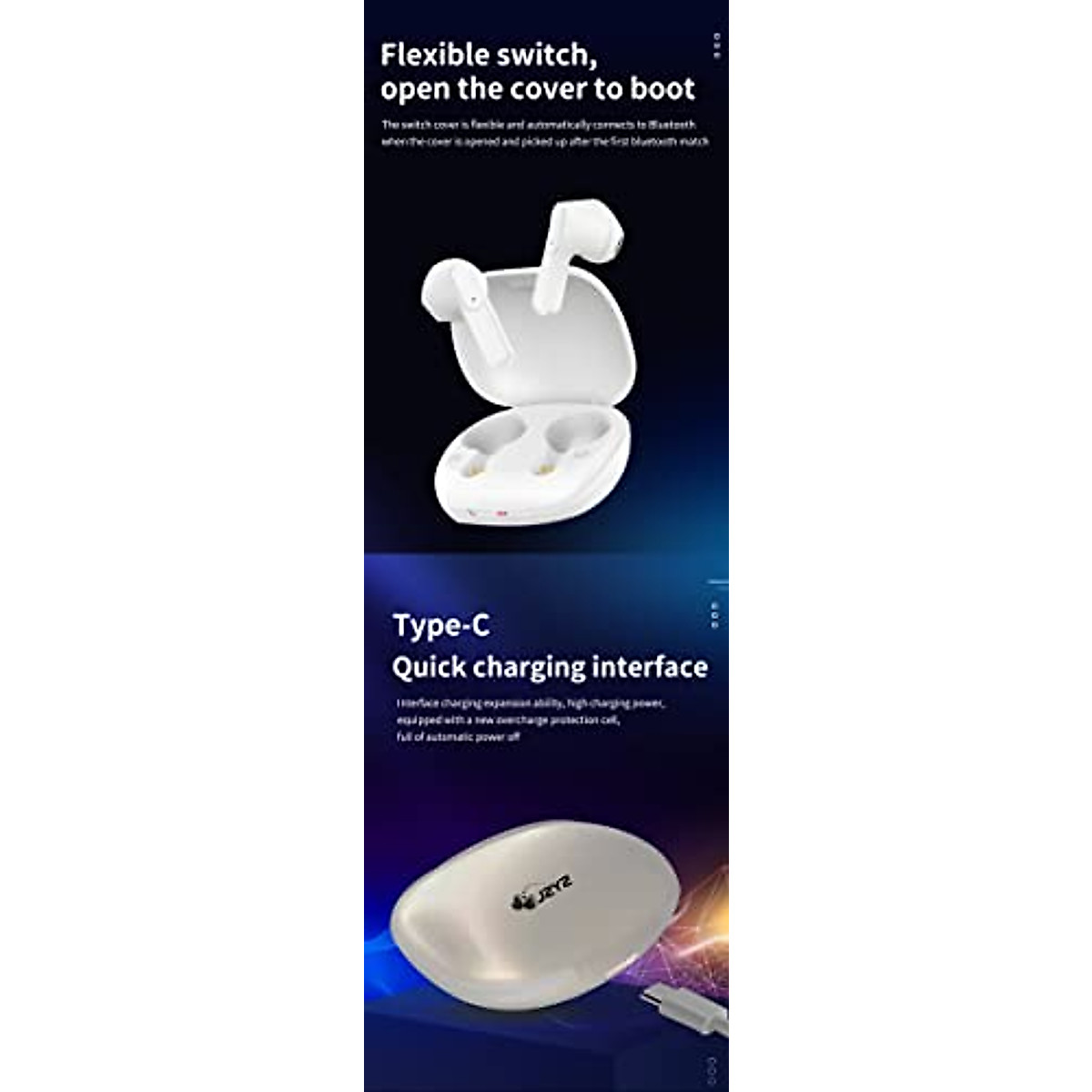 True Wireless Stereo Earbuds Bluetooth 5.0 in Ear Light-Weight Headphones Built-in Microphone, Super bass Long Distance Connection Headset with Charging Case (White)