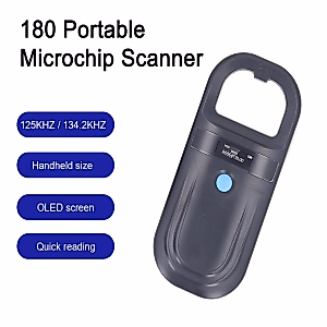 Pet Microchip Scanner, ISO11784/85/FDX-B/EMID Animal Handheld Reader,134.2kHz Pet ID Scanner Rechargeable Animal Chip Registration, for Dog/Pet/Cat/Pig/Animal. (Black)