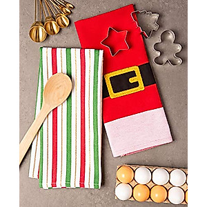 DII Holiday Dish Towels Christmas Kitchen Décor, 18x28, Santa Belt, 2 Piece