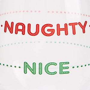 C.R. Gibson QWG2O-22630 Naughty or Nice Acrylic Stemless Wineglass for Christmas Parties and Celebrations, 12 fl. Oz.
