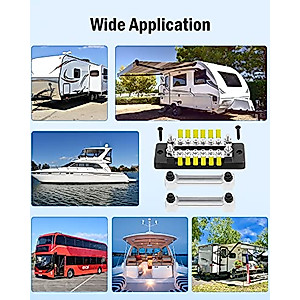 LENKRAD Power Distribution Block Bus Bar with Ring Terminals - 150A Double-Row Busbar for Car Marine Boat, 4 x M6 Stud, 12 x M4 Screw