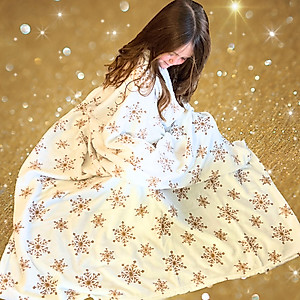 Serafina Home Christmas Holiday Throw Blanket: Velvelty Soft, Durable Fleece Accent for Bed or Couch (Golden Snowflakes, 50 x 60 inches)