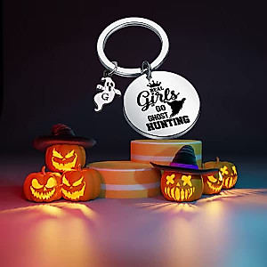 TIIMG Funny Paranormal Gift Real Girls Go Ghost Hunting Keychain for Ghost Hunter (GHOST HUNTING)