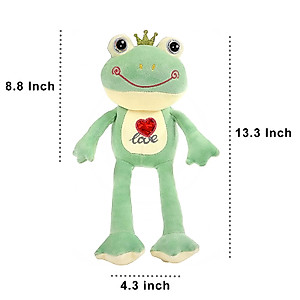 CAZOYEE Soft Frog Plush Stuffed Animal, Long-Leg Plush Frog Doll, Cute Stuffed Frog Plushies Gift for Kids, Creative Plush Frog Decoration, 8.8" (Heart)