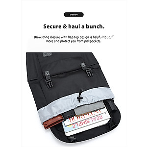 SansPeur FERDA Backpack, Casual Back Pack with Laptop Sleeve, designed for Work, Travel, School & College, Black