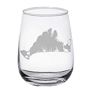 Martha's Vineyard Map - Stemless Wine Glasses Set of 2