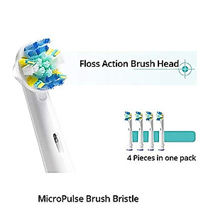Replacement Brush Heads Compatible with Oral-B-Braun– Floss Action - Pack of 4 Generic Electric Toothbrush Replacement Heads