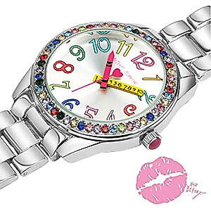 Betsey Johnson Women's Watch - Glitteratzi Wristwatch, 3 Hand Quartz Movement: BJW017PU, Size One Size, Multi Color Rhinestone