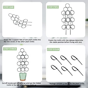 LONCHDAN Trellis for Climbing Plants Indoor 15.7 Inch, Stackable Garden Trellis for Potted Plant Support, 3 Pack Small Houseplant Metal Wire Trellis for Vines Pothos Rose Monstera Accessories (Black)