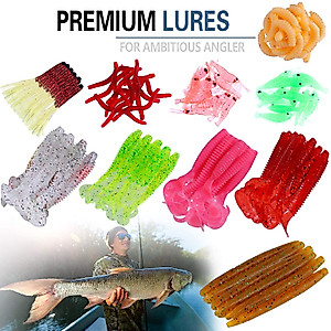 PLUSINNO Fishing Lures Baits Tackle Including Crankbaits, Spinnerbaits, Plastic Worms, Jigs, Topwater Lures Box and More Fishing Gear Lures Kit Set, 102/302Pcs