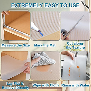 Hersvin Shelf Liners 24 in x 20 ft EVA Drawer Mats, Non-Adhesive Cupboard Pad, Kitchen Cabinet Lining Fridge Cushion (Transparent Stripe, 61x610cm)