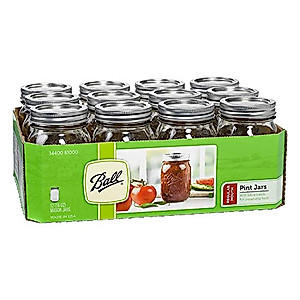 Ball Regular Mouth 16-Ounces Mason Jar with Lids and Bands (12-Units), 12-Pack, AS SHOWN