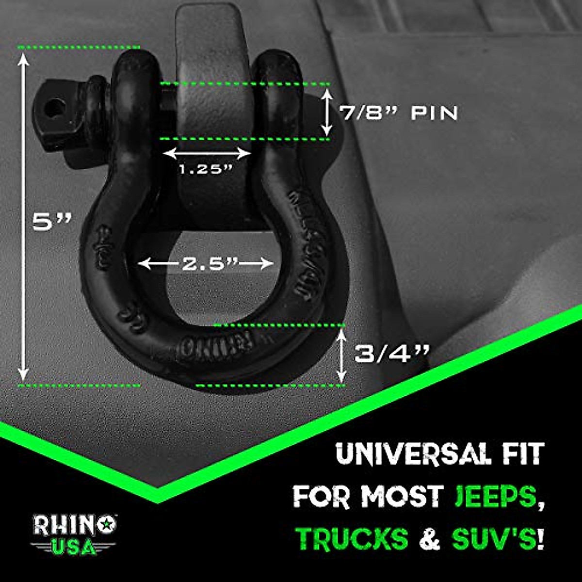 Rhino USA Heavy-Duty Recovery Gear Combos Off-Road Jeep Truck Vehicle Recovery, Best Offroad Towing Accessories - Guaranteed for Life (30' Strap + Shackles)
