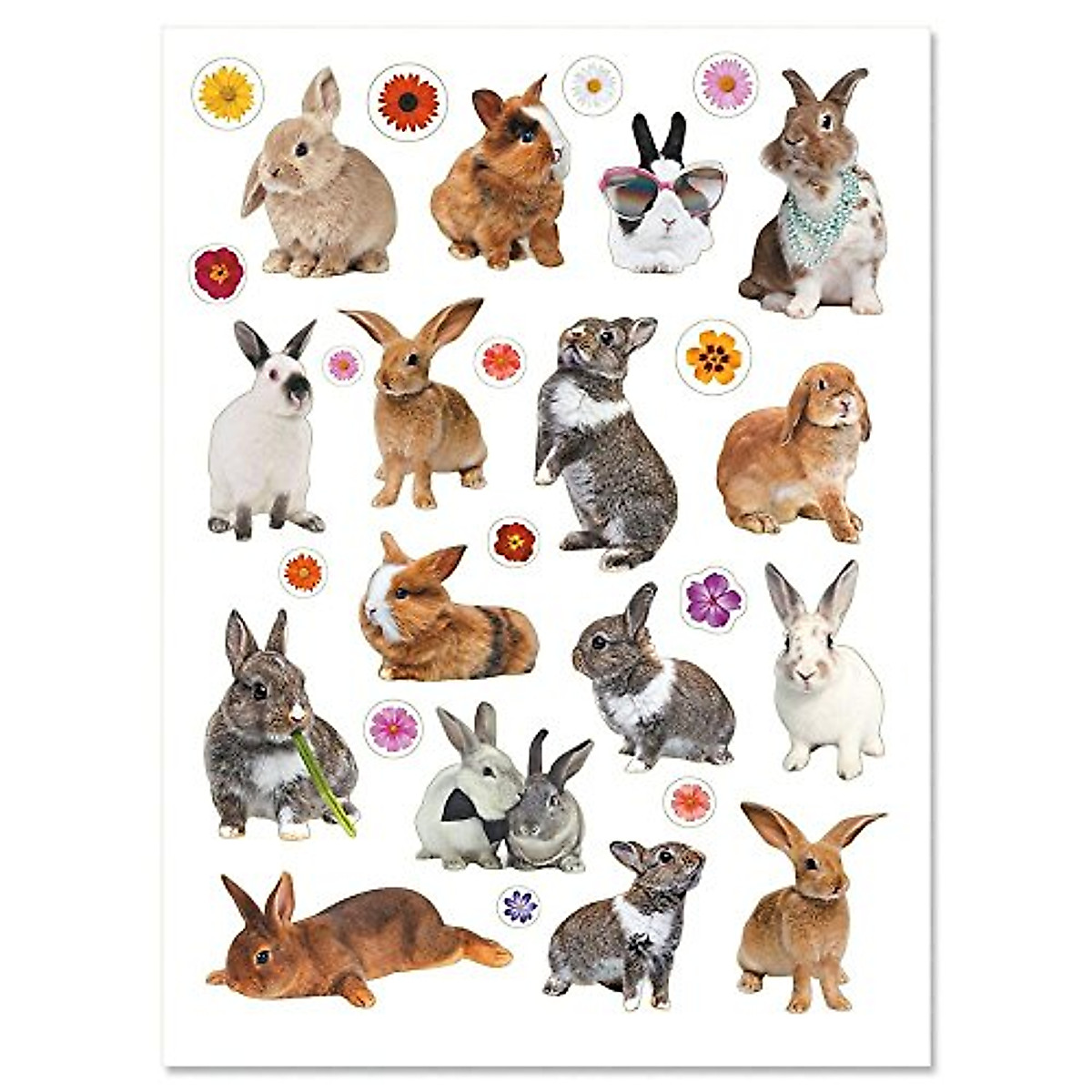 CURRENT Bunny and Flowers Sticker Set - 60 Stickers, Two 8-1/2" x 11" Sheets, Easter Basket Stuffers, Holiday Arts and Crafts, Fun for Kids, Spring Themed Gifts, Party Favors