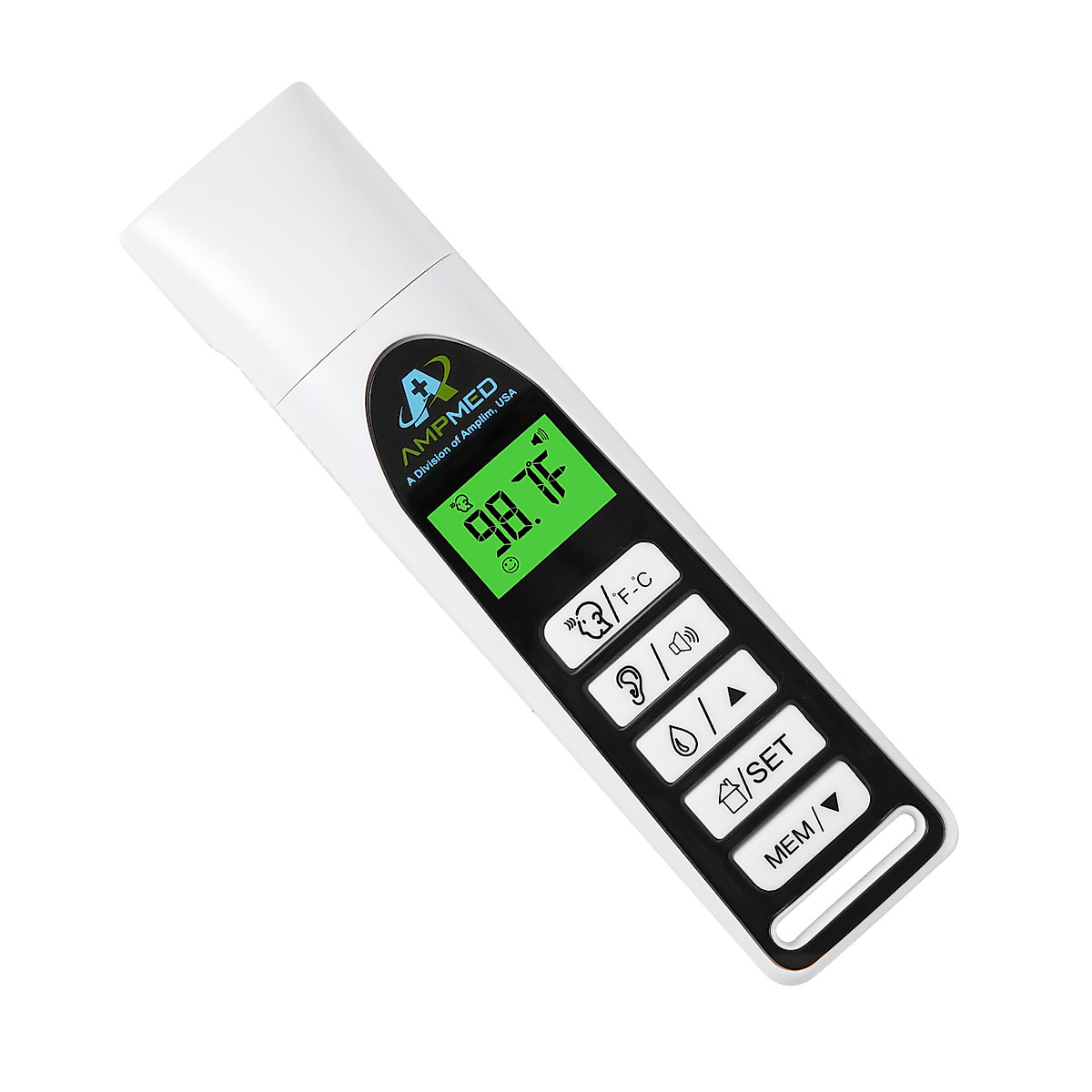 Amplim Baby Thermometer | 3-in-1 Accurate Infrared Thermometer for Ear, Forehead & Touchless, FSA/HSA Eligible Fever Thermometer for Baby, Infants, Toddlers, Kids & Adults | White Base Stand & Clock