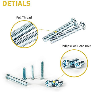 Maexxna 320pcs SAE Machine Screws, Bolts, Nuts and Washers Assortment Kit, Zinc-Planted, Round Head, Philips & Slotted, Includes 7 Most Common Sizes