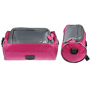 X AUTOHAUX Bike Handlebar Bag Bike Triangle Frame Bag with Touch Screen Phone Holder Polyester Adjustable Waterproof Bicycle Front Storage Bag for Road Mountain Bikes Red