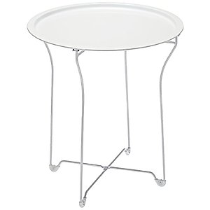 Atlantic urbSPACE Metal Side Table - Stylish Folding Tray Table, Sturdy Steel Construction with Wear-Resistant Powder Coating, PN in White
