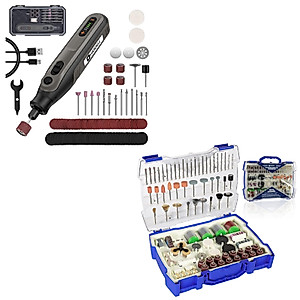 HARDELL Cordless Rotary Tool, 2.0Ah 4V Rotary Tool Kit 25000RPM & HARDELL 282Pcs Rotary Tool Accessories Kit