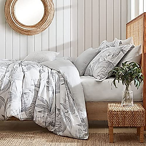 Tommy Bahama- King Duvet Cover Set, Reversible Cotton Bedding Set, Includes Matching Sham(s) with Bonus Throw Pillow Covers (Kayo Grey, King)
