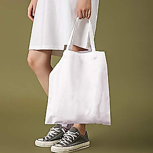 WOWSEA Natural Canvas Tote Bags, 4 pcs Reusable 24oz Shopping Bag DIY pattern for Crafting and Decorating Sturdy Washable Grocery Tote Bag (Beige)