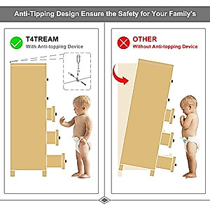 T4TREAM 5 Drawer Dresser for Bedroom, 48" Tall Mid-Century Modern Chest of Drawers, Beveled Profile Design, Wood Drawer Organizer for Bedroom, Living Room, Hallway and Entryway, Solid White