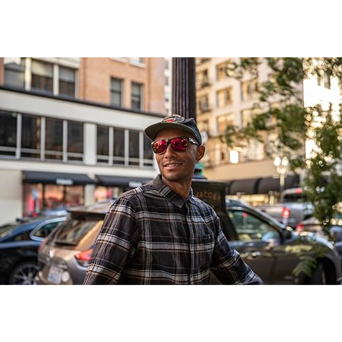 Suncloud Rambler Polarized Sunglasses – 100% UV Protection – Comfortable Fit, Trendy Design – for Men & Women – Black Frames & Red Mirror Lens