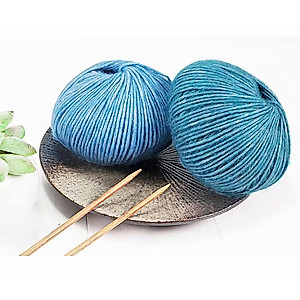 Knitted Yarn Skeins Handcrafting Cotton Yarns 50G Crocheting Yarn Soft Medium Thick Skeins Sweater Scarf Crochet Warm Wool Tools 400m Sweater Cotton Yarn 2 Rolls (Blue)