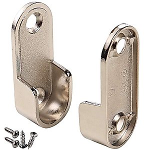 HWMATE 2-Pack Silver Thickening Nickel Plated Zinc Alloy Clothes Rod Holder End Support For Closet