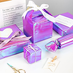 Homeral Iridescent Wrapping Paper Roll-46.8 sq.ft. Ombre Foil Purple for Halloween, Bridal Shower, Birthday, Christmas, Wedding, Party-17inch x 32.8ft