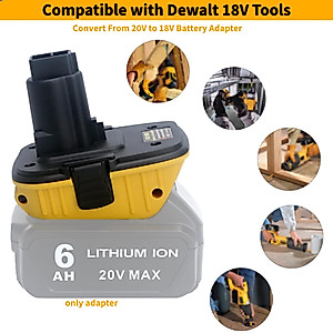 Epowon 2Packs DCA1820 Battery Adapter Compatible with Dewalt 18V Tools, Convert 20V Battery DCB200 DCB201 DCB203 DCB203BT DCB204 DCB205 DCB206 to Replacement for 18V Battery