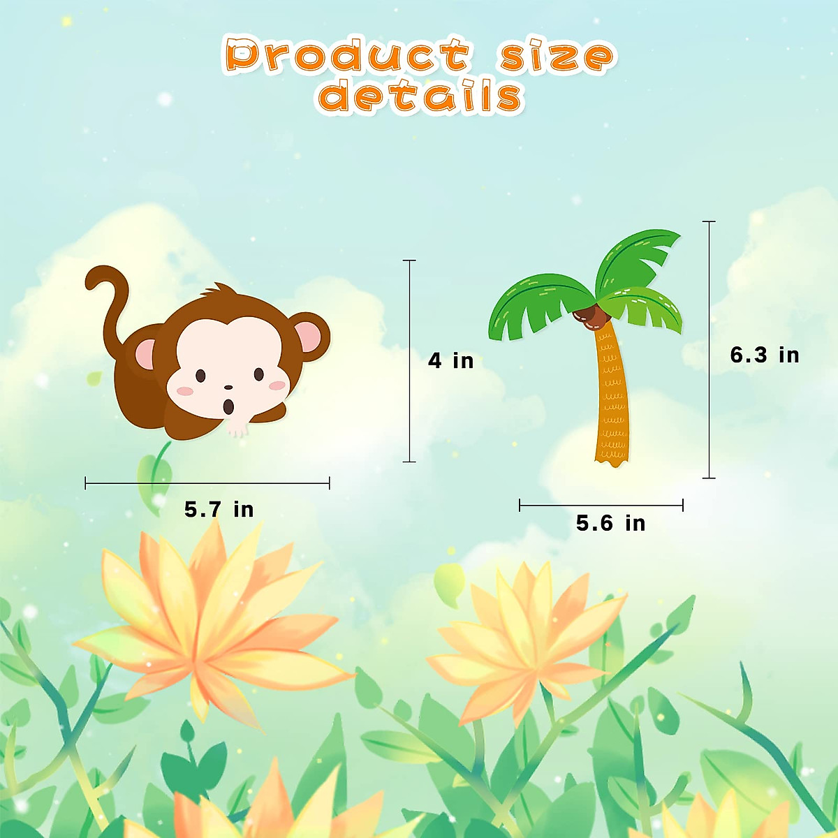 Little Monkey Hanging Swirl Banner Decor 30 Pack Green Jungle Forest Animal Foil Ceiling Streams Garland Banner Cutouts for Kids Zoo Wile One Life Baby Shower Birthday Party Supplies Room Wall Decor