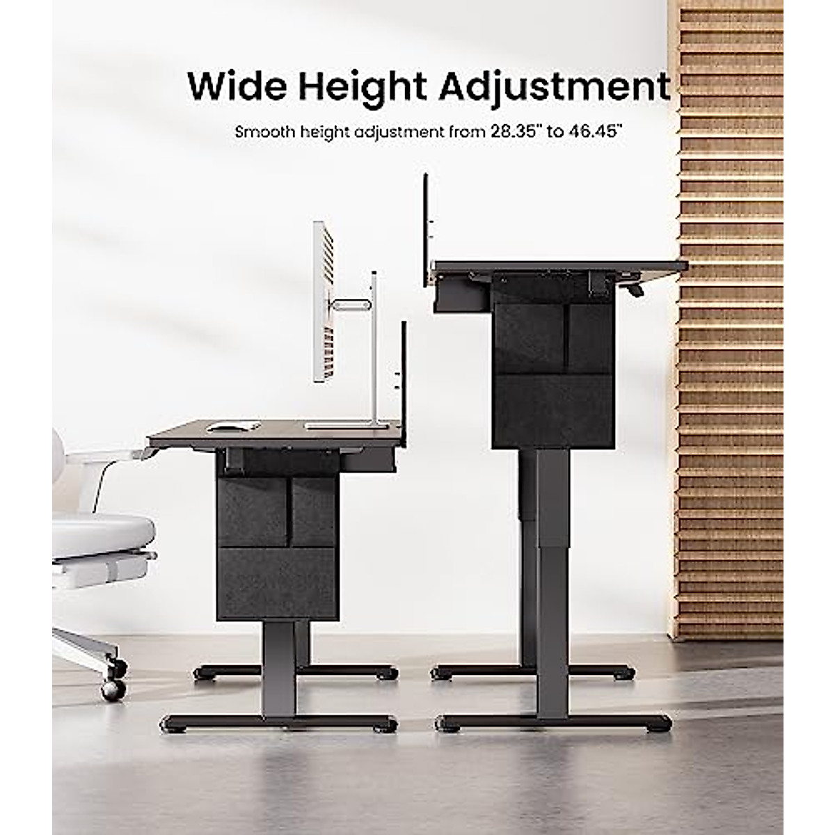 ErGear Electric Standing Desk Adjustable Height with Storage Bag,55 x 24 Inches Sit Stand up Desk, Memory Computer Home Office Desk with Cable Management Tray,DIY Bulletin Board (Black)