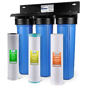 iSpring Whole House Water Filter System, Reduces PFOA/PFOS, PFAS, Lead, Chlorine, Chloramine, Sediment, 3-Stage Whole House Water Filtration System, Model: WGB32B-KS
