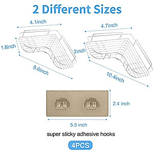 MRINDA 2 PACK Shower Organizer Caddy Hanging Dorm Organizers And Storage Shower Shelf Rack with 8 Traceless Adhesive Hooks