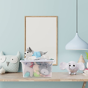 Yuright 20 Quart Plastic Storage Latch Box, 6 Packs Clear Lidded Storage Bins