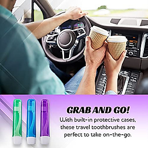 Lingito Travel Toothbrushes, Mini Toothbrush with Toothbrush Cover, Camping Toothbrush, Travel Size Toothbrush with Toothbrush Case Portable Toothbrush, Adults Travel Toothbrush Kit (Adult, 3)