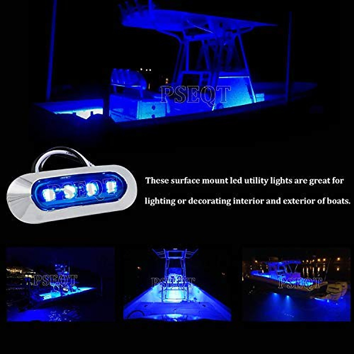 PSEQT 3.8'' Waterproof Boat Marine LED Lights Courtesy Interior Deck Light Navigation Transom Stern Cabin Lighting for Pontoon Fishing Boat Kayak Sailboat Bass Boat Vessel 12V 24V (Blue 6Pcs)