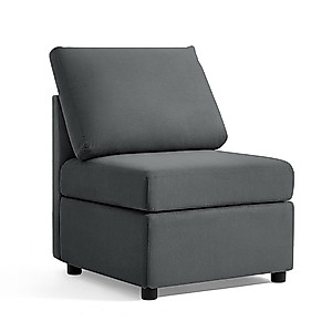 LINSY HOME Modular Sectional Sofa with Storage, Washable Sectional Couch, Covers Changeable, Single Couch Modular Chair to Extend Your Sofa, Dark Grey