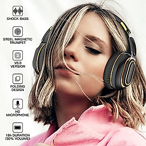 Bluetooth Headphone Foldable Wireless HiFi Stereo Earphone Noise Cancelling Headset Bass Type-c Gaming Sports Headset (Black)