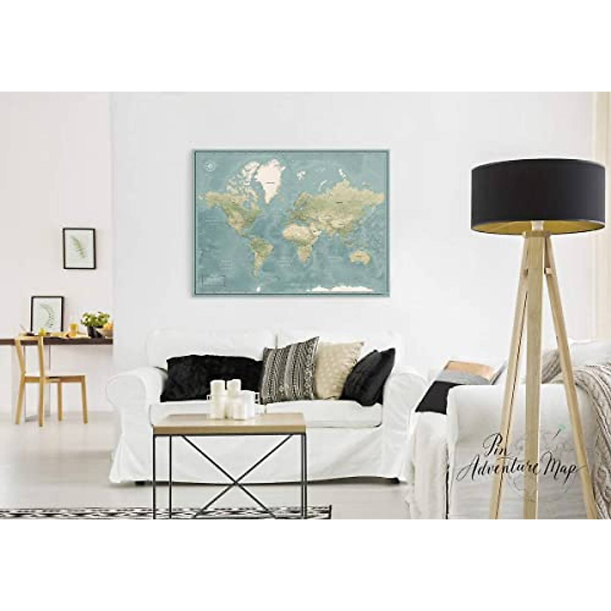 World Travel Map Pinboard on Canvas | World Map Wall Art | Detailed Push Pin Map to Mark Places Traveled (40 x 30)