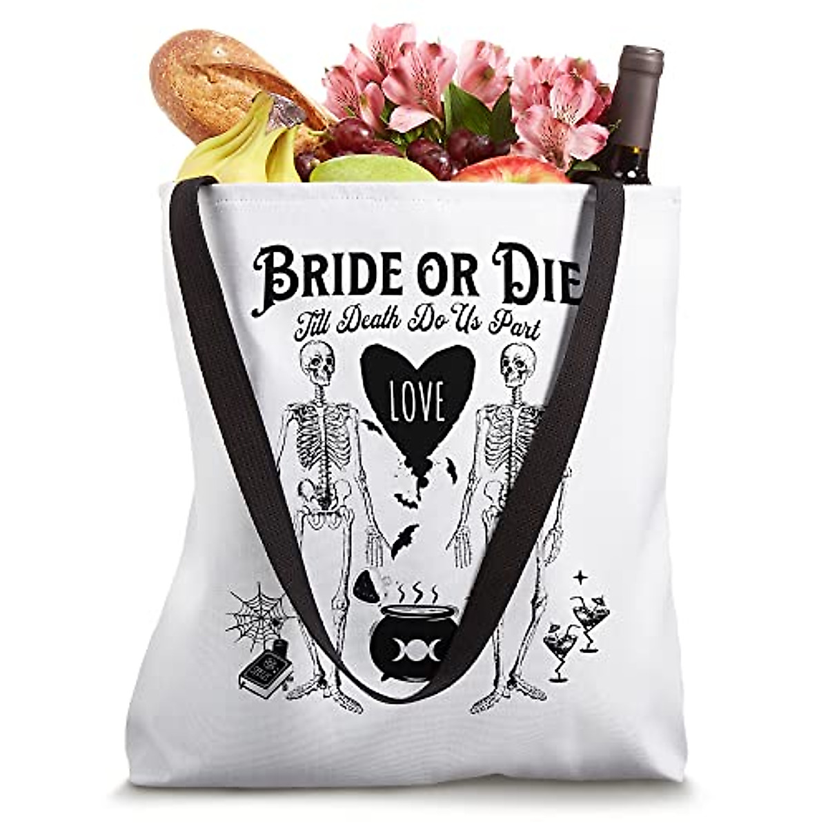Bride or Die Gothic Witchy Halloween Bachelorette Party Gift Tote Bag