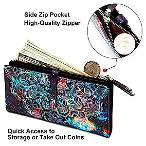 YOUBDM Slim Wallets for Women Credit Card Holder RFID Bifold Clutch Wallets Checkbook with Zipper Pocket