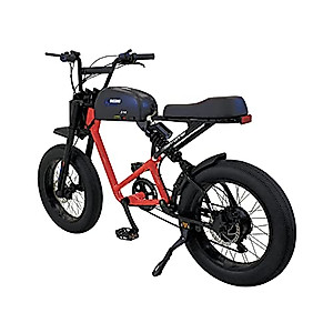 M Massimo 20" Fat Tire E-14 Urban Runner Electric Bike for Adults 48V 750W LED Headlight Taillight Full Suspension Range 43 MI 5 Speed Electric Motor 7 Speed Manual Shimano Gears (Red)