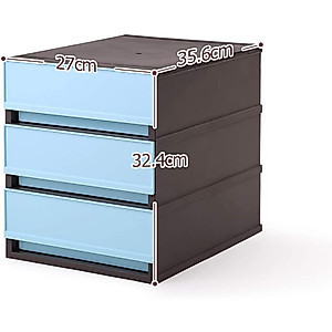 File Cabinets Storage Cabinet Drawer Desktop Storage Box Three Layers HUYP (Color : Blue)