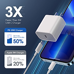 38W Car Charger Block Kit [MFi Certified] / PD 20W Type USB C Wall Charger Fast Charging Power Delivery Adapter with 2 Pcs 6.6FT Charging Cable for iPhone 13 12 11 14 Pro Max Plus Xs Max XR X iPad