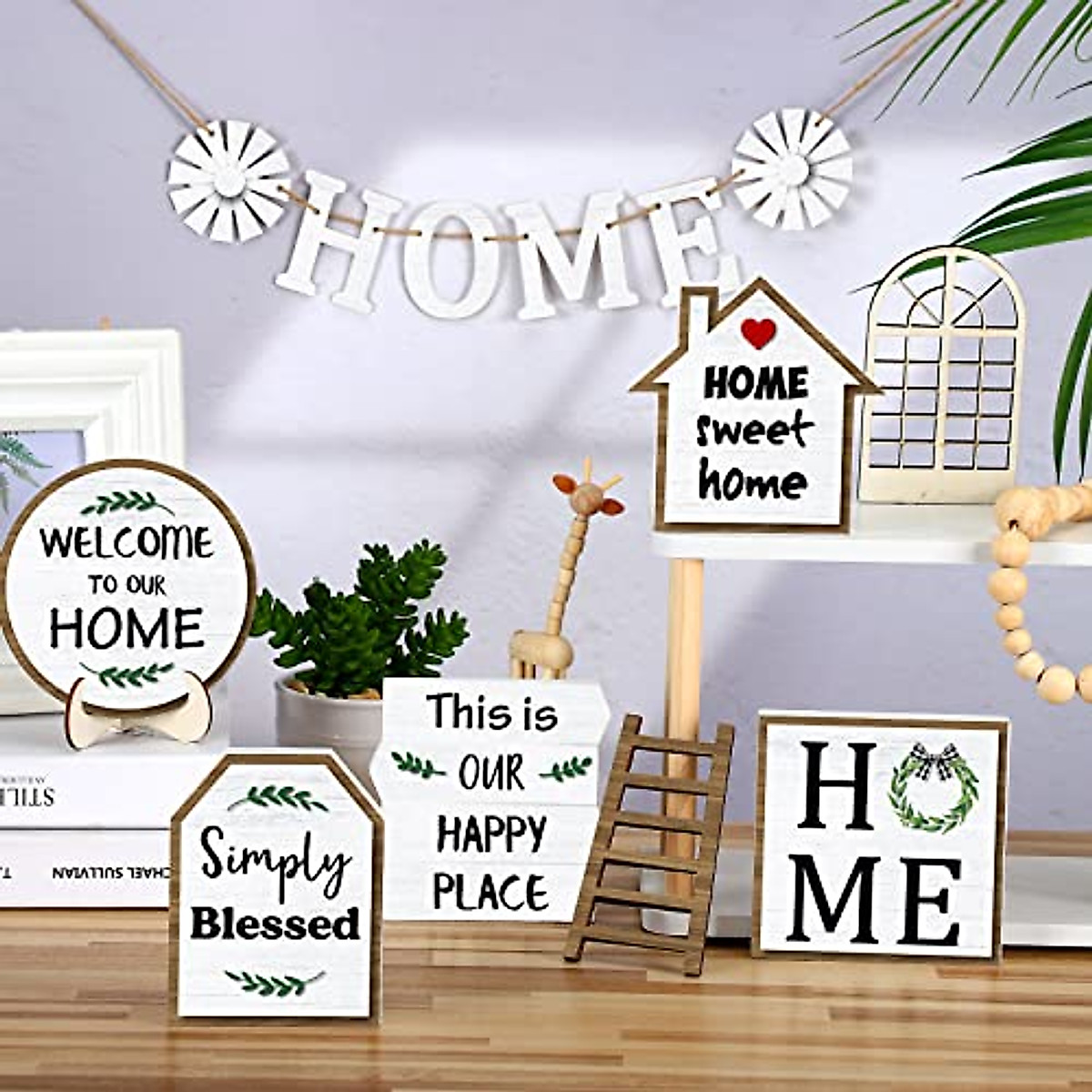 13 Pcs Farmhouse Tiered Tray Decor Farmhouse Home Decor Rustic Wooden Tray Decor Items Mini Signs Home Kitchen Table Decoration for Country House Family Shelf Housewarming Gift Accessories