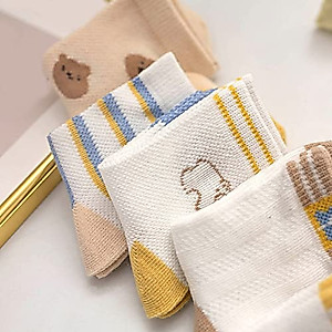 wjiNFDFG Infant Socks Floor Socks Summer Cotton Socks Cartoon Thin Breathable Autumn Cartoon Fashion Sock (Brown, 5-8 Years)