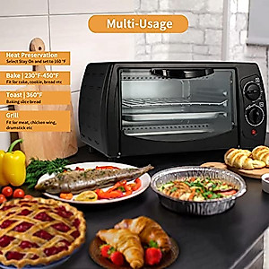 Simple Deluxe Countertop Toaster, Oven & Pizza Maker, Toaster Oven, Exquisite 4-Slice Capacity, 9 L, Black/Matte Stainless (HIOVEN9L15X11B)