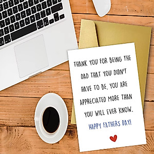 Simple Step Fathers Day Card Gift for Dad, Funny Stepdad Gifts from Stepdaughter Stepson, Humorous Card for Stepfather, Thank You Appreciation Card for Step Dad